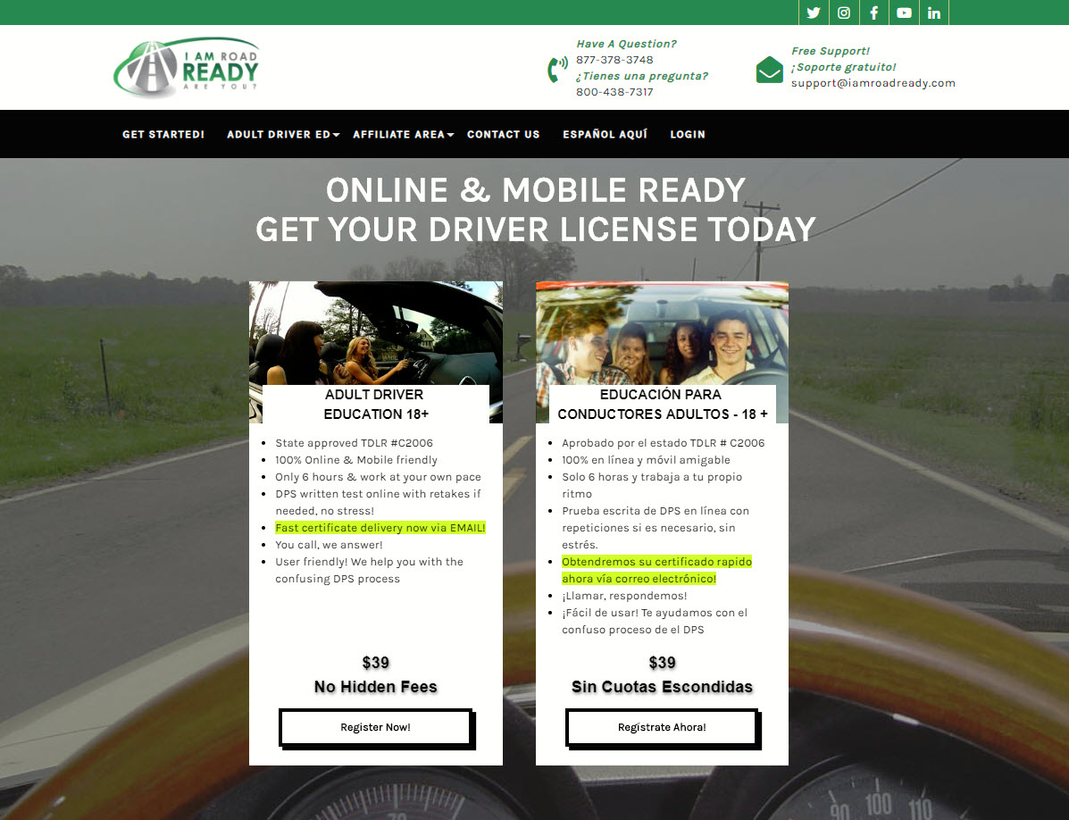 Online Training and Testing for Texas Drivers